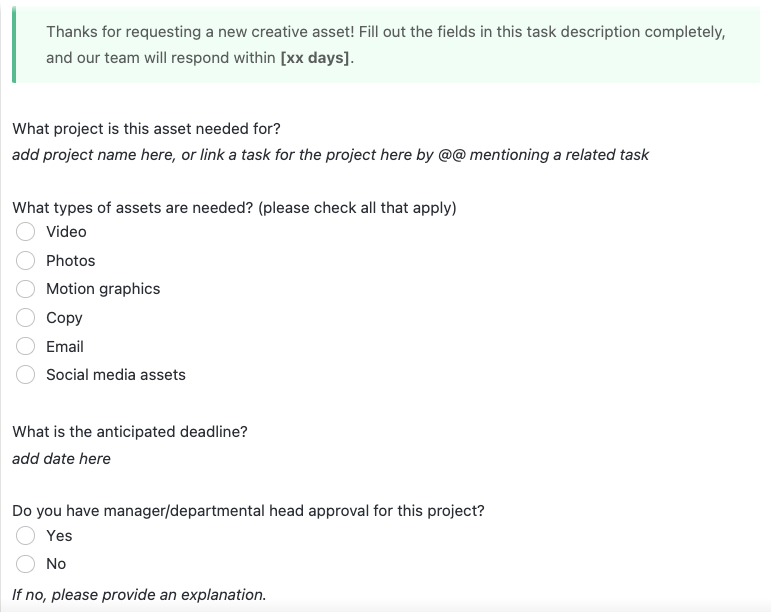 Creative Request Form | Template by ClickUp™